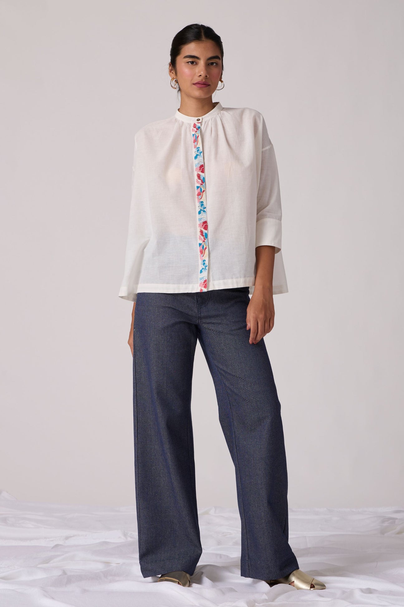 Signature Hand Embroidered Khadi Summer Everyday Top – The Summer House